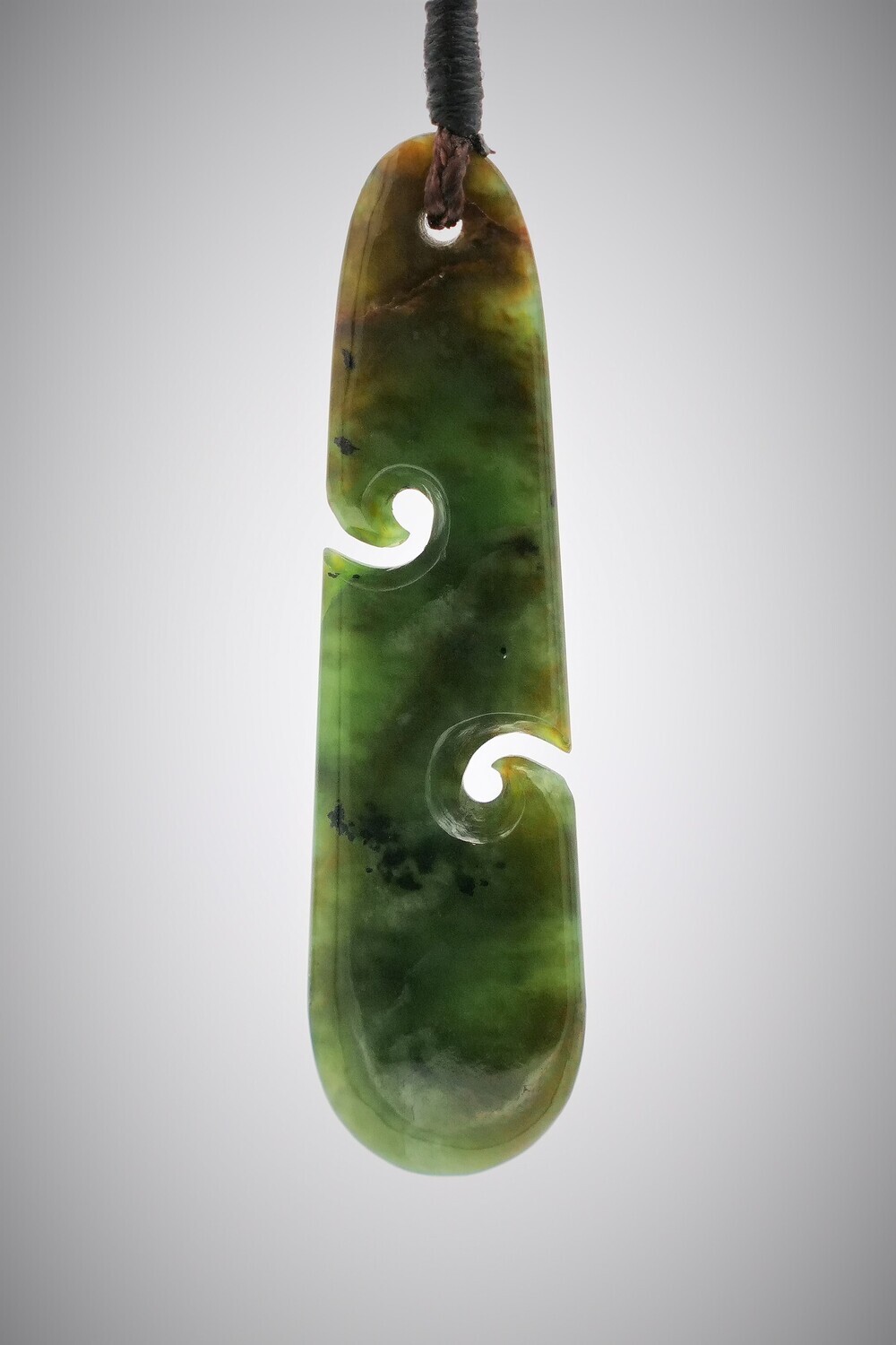 Moko Pounamu Roimata with Koru Raukaraka Greenstone - Onepoto