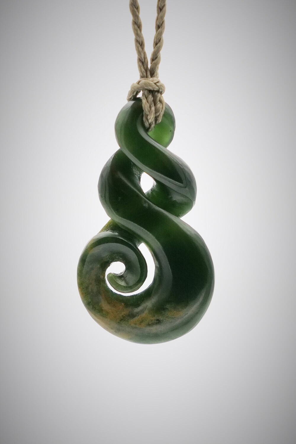 Moko Pounamu Double Pikorua with Koru NZ Genuine Kawakawa Flower ...