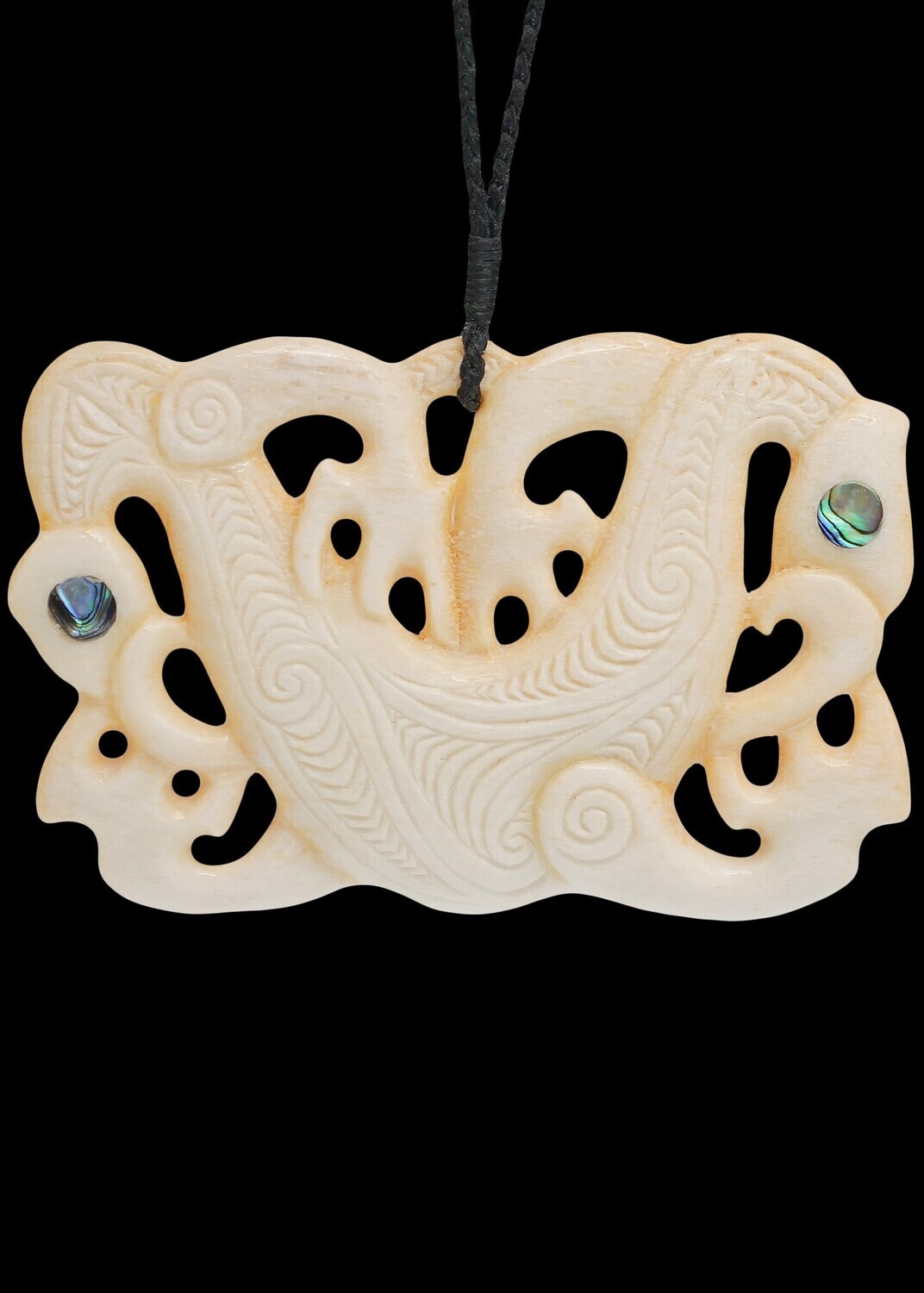 Moko Pounamu, Manaia Genuine Whale Bone Peka peka Carving - Waiomio