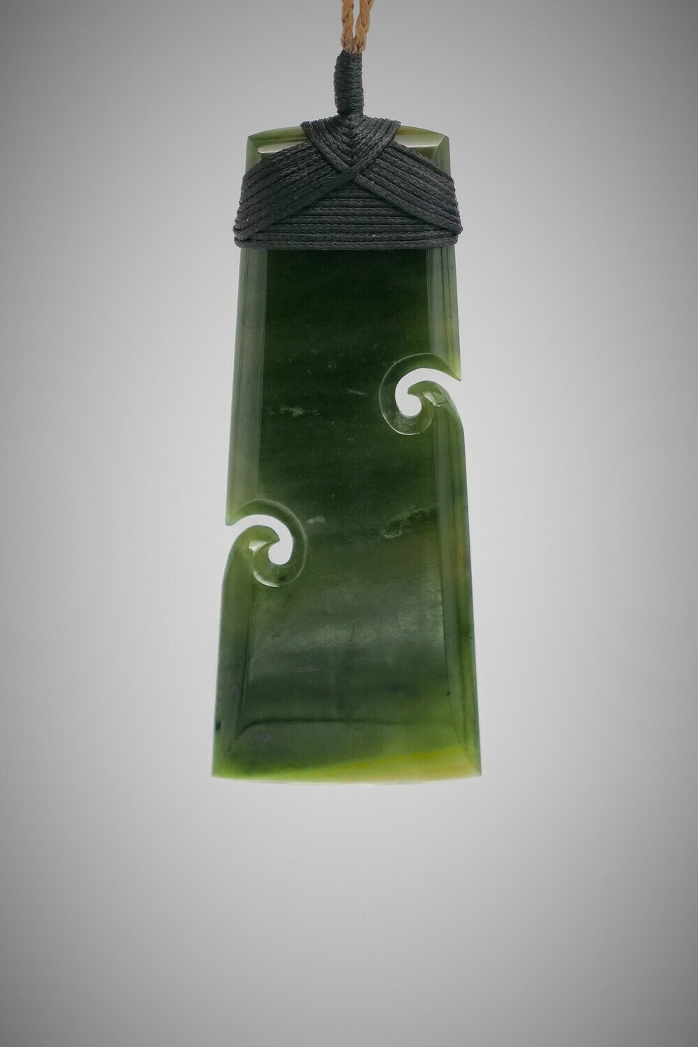 Moko Pounamu Toki with Koru NZ Genuine Kawakawa Greenstone - Whirinaki