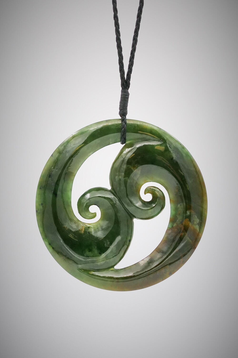 Moko Pounamu Contemporary Double Koru NZ Genuine Raukaraka Greenstone ...