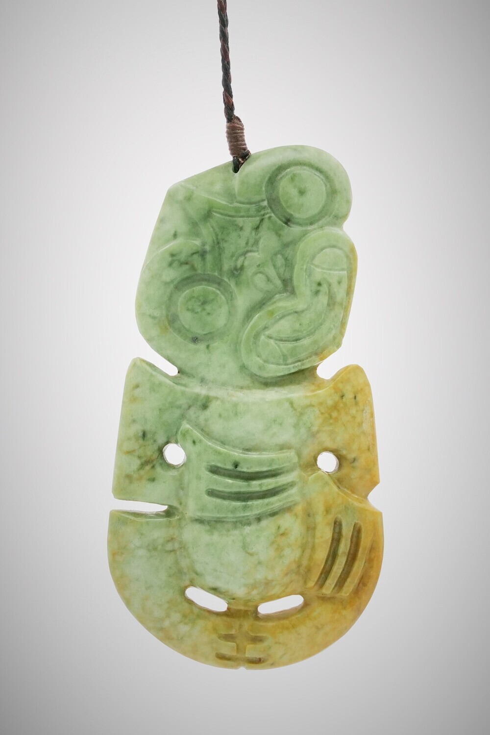 Moko Pounamu Hei Tiki Genuine NZ Marsden Flower Greenstone - Wairau