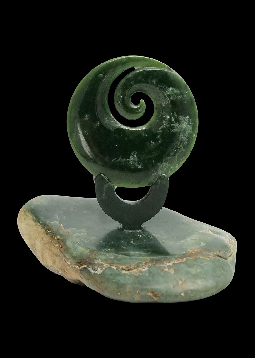 Moko Pounamu Koru Sculpture NZ Genuine Kawakawa Flower & Kahotea ...