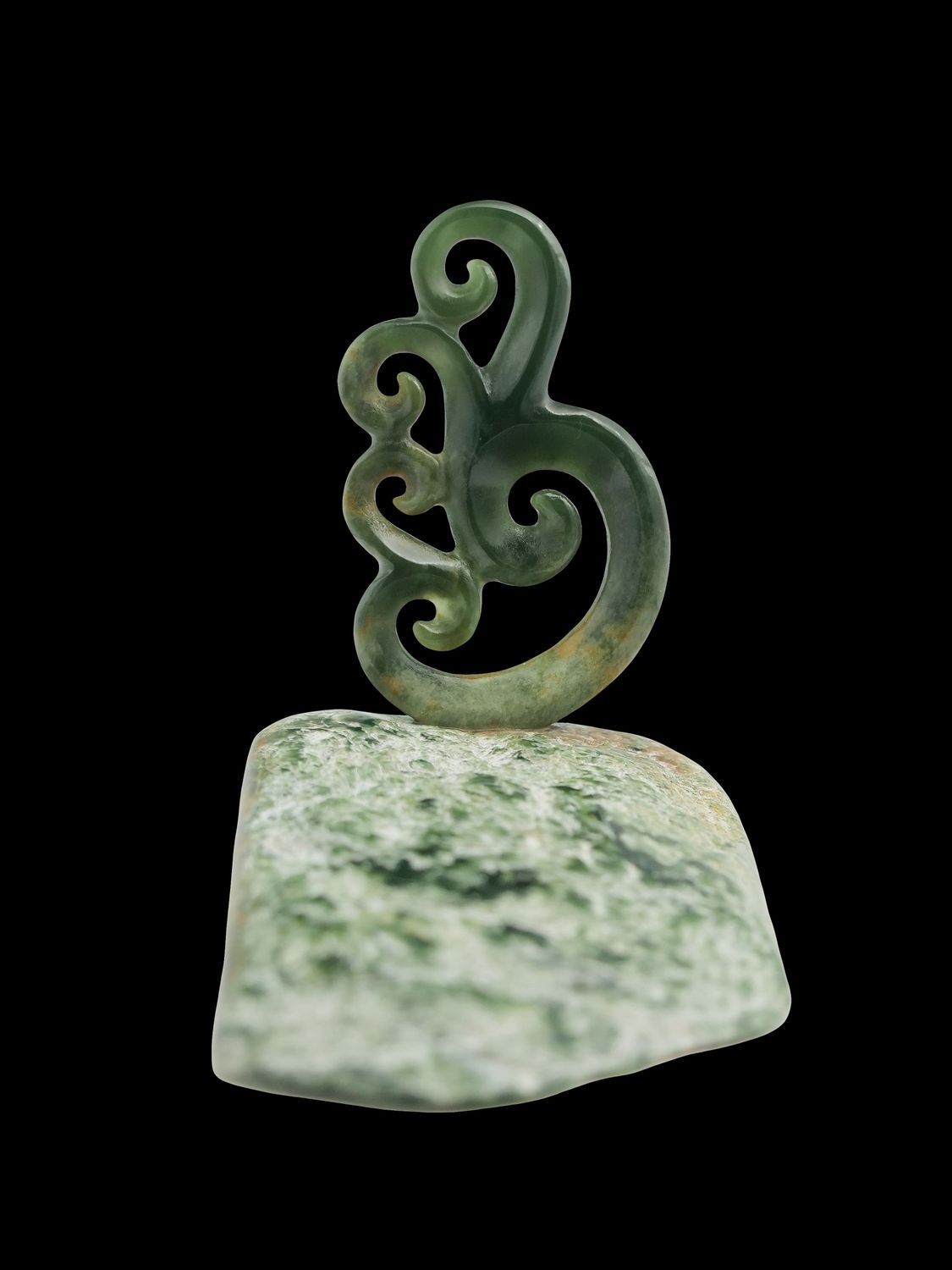 Greenstone Triple Koru Sculpture NZ Genuine Kahotea stone - Taraouta