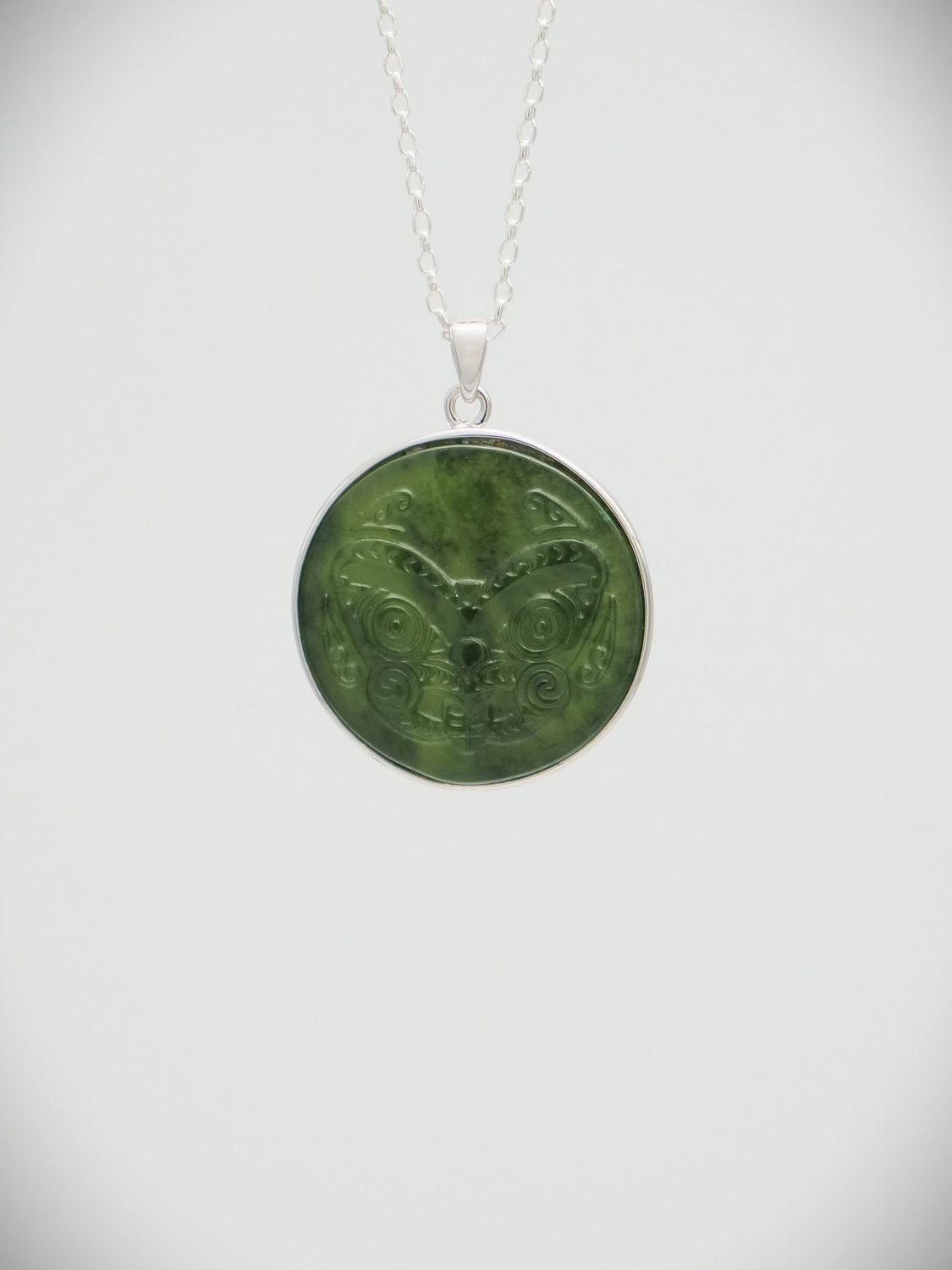 Moko Pounamu Greenstone and Sterling Silver Māori Koruru (Carved Head ...