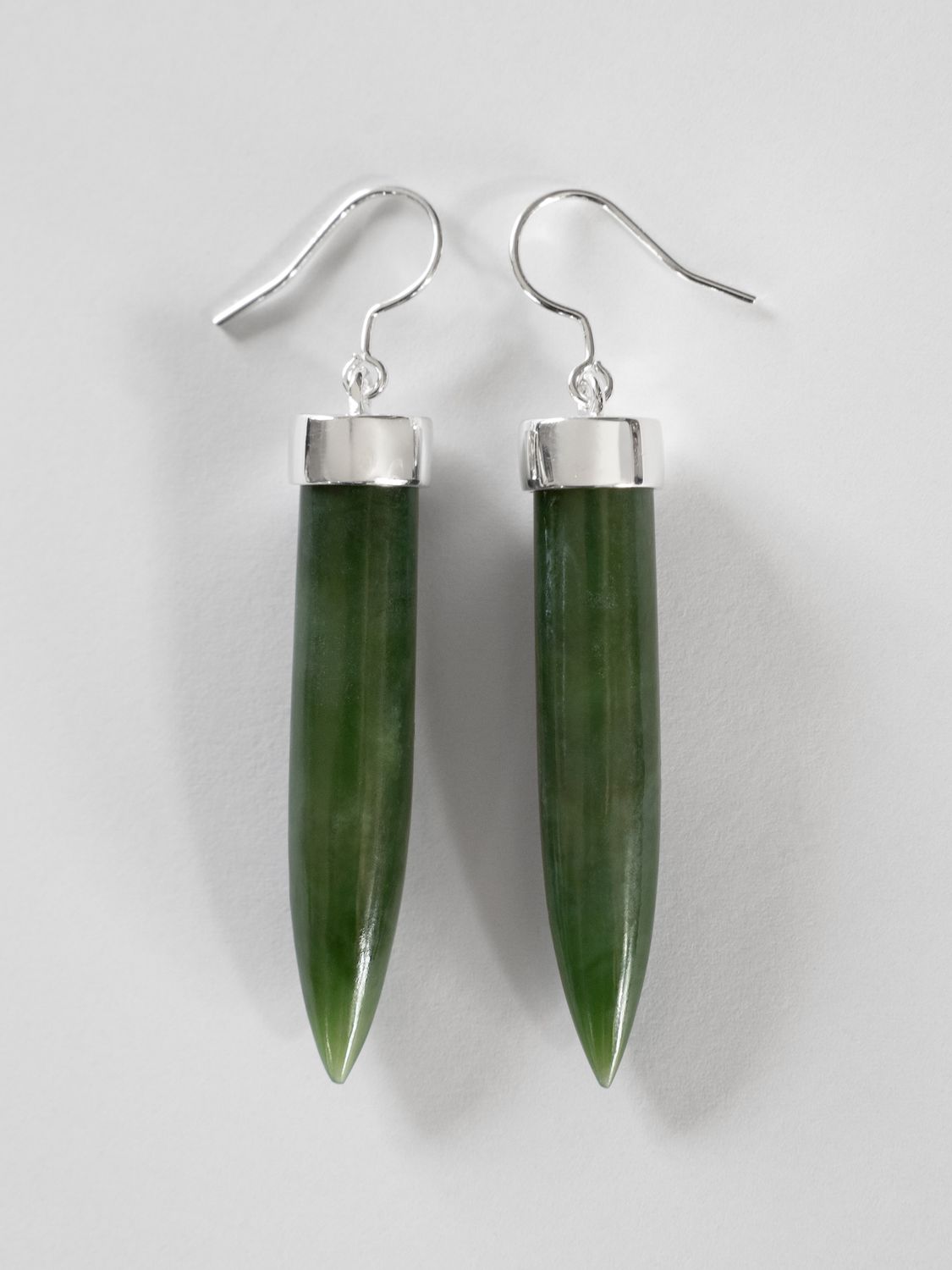 Greenstone and Silver Roimata (Teardrop) Earrings lrg