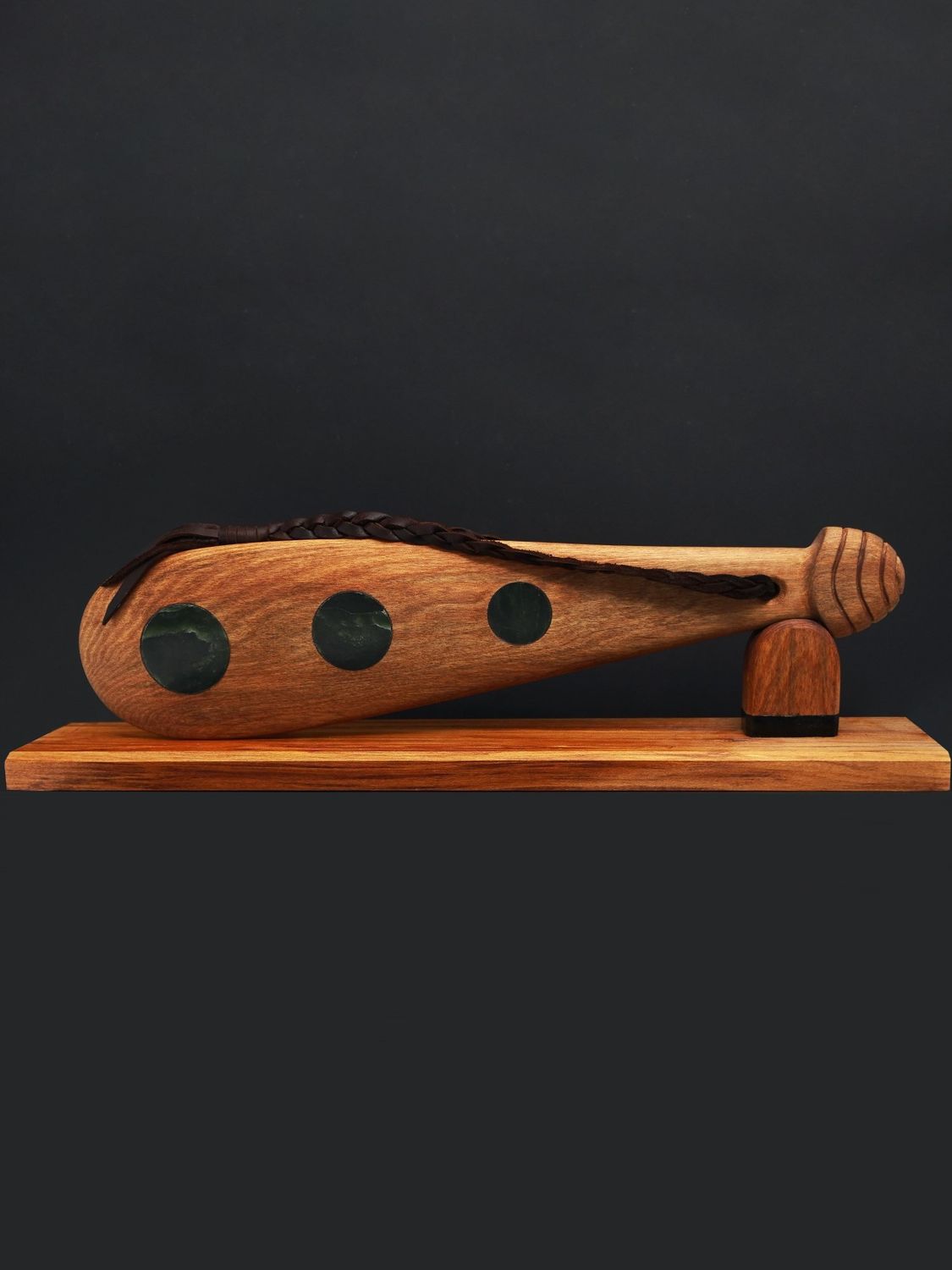 Moko Pounamu Mere NZ Genuine Kawakawa Pounamu Greenstone & Rimu - Pourakino