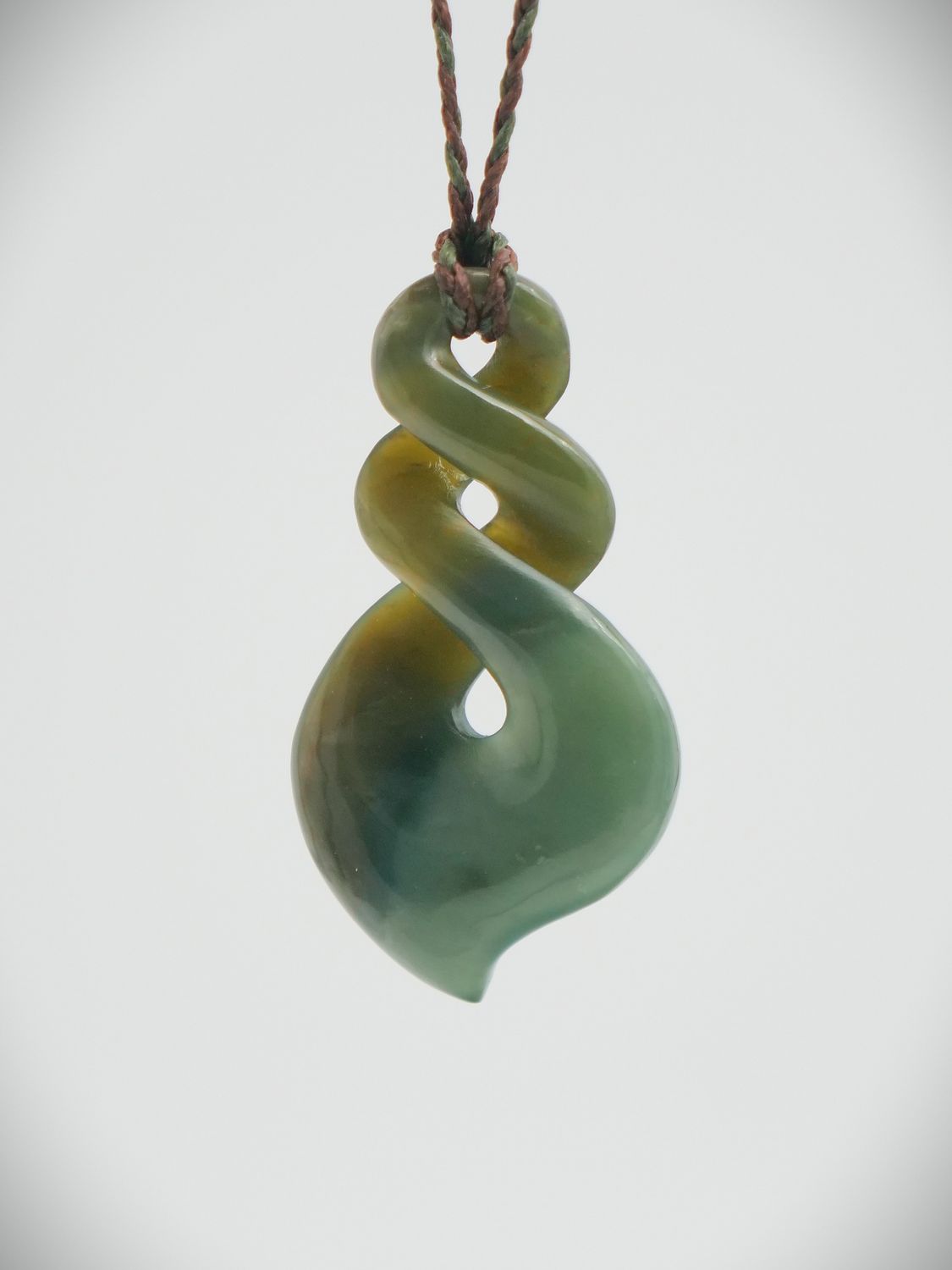 Moko Pounamu Double Pikorua (Twist) NZ Genuine Inanga Flower Greenstone ...