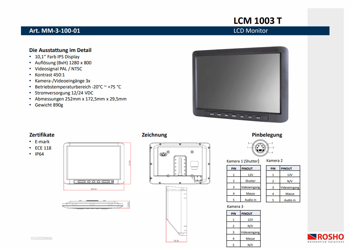 10" Monitor LCM 1003T MM-3-100-01