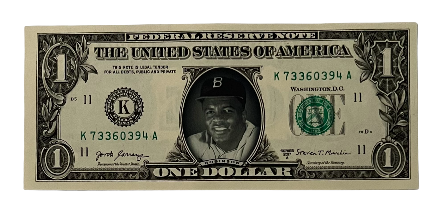 Jackie Robinson Famous Face Dollar Bill