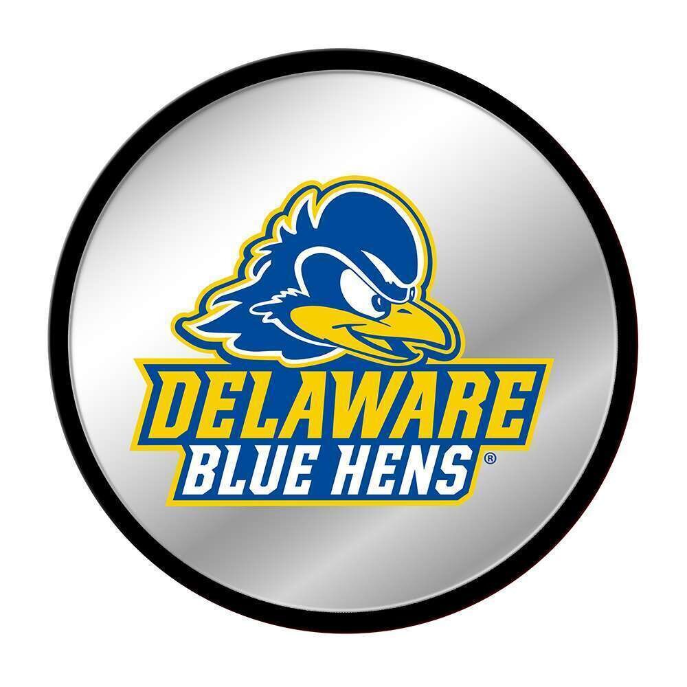 Delaware Blue Hens Logo Modern Disc Mirrored Wall Sign