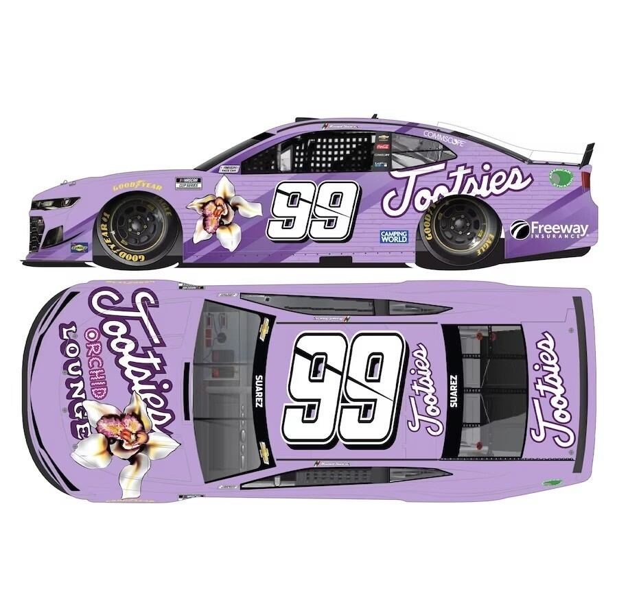 Daniel Suarez #99 Tootsies Orchid Lounge 2023 Camaro ZL1 1:64 Scale Diecast