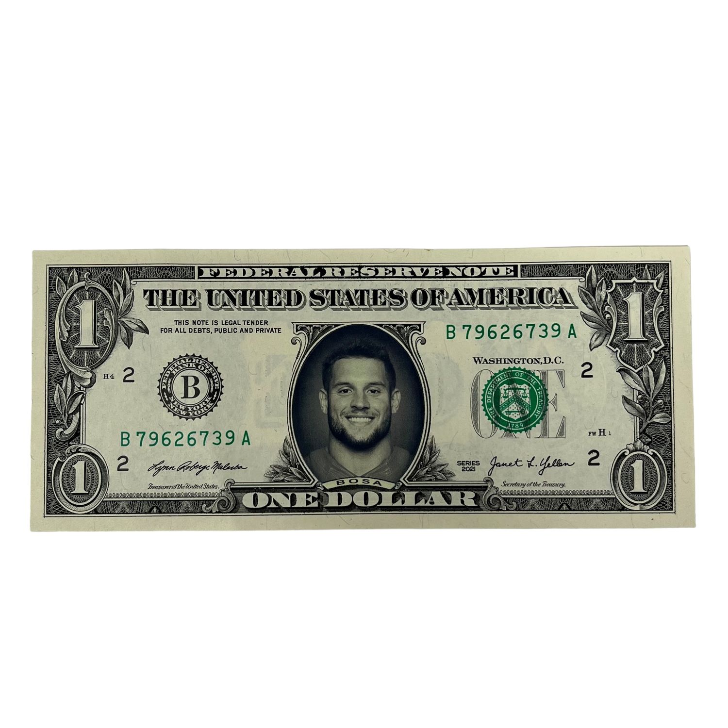 Nick Bosa Famous Face Dollar Bill