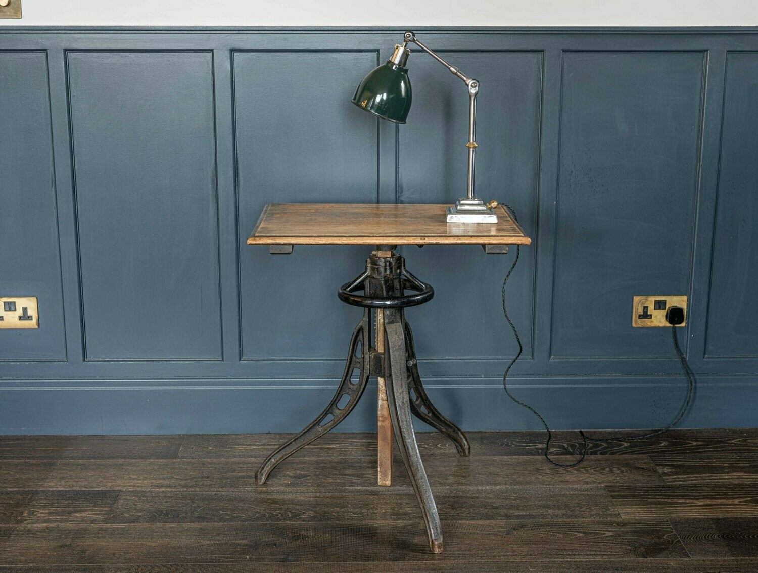 Industrial Cast Iron Adjustable Typist Table
