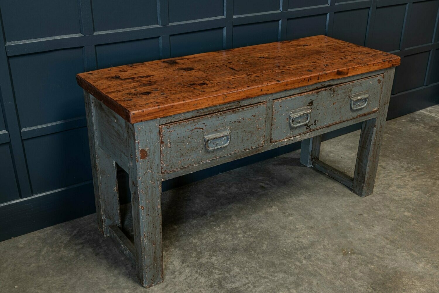Grey Painted Workshop Table / Bench