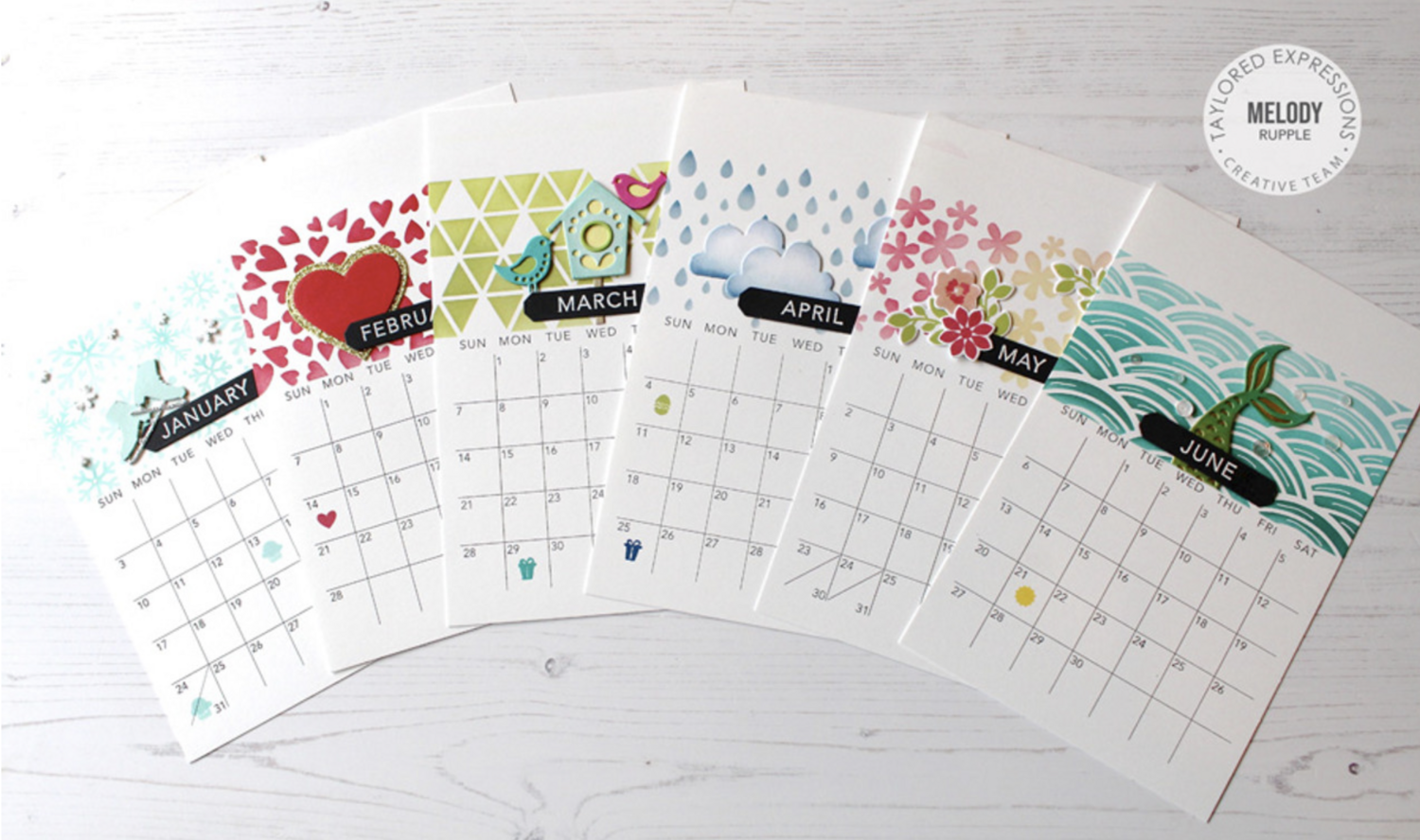 12 STENCILS EN TIRAS PARA CALENDARIO