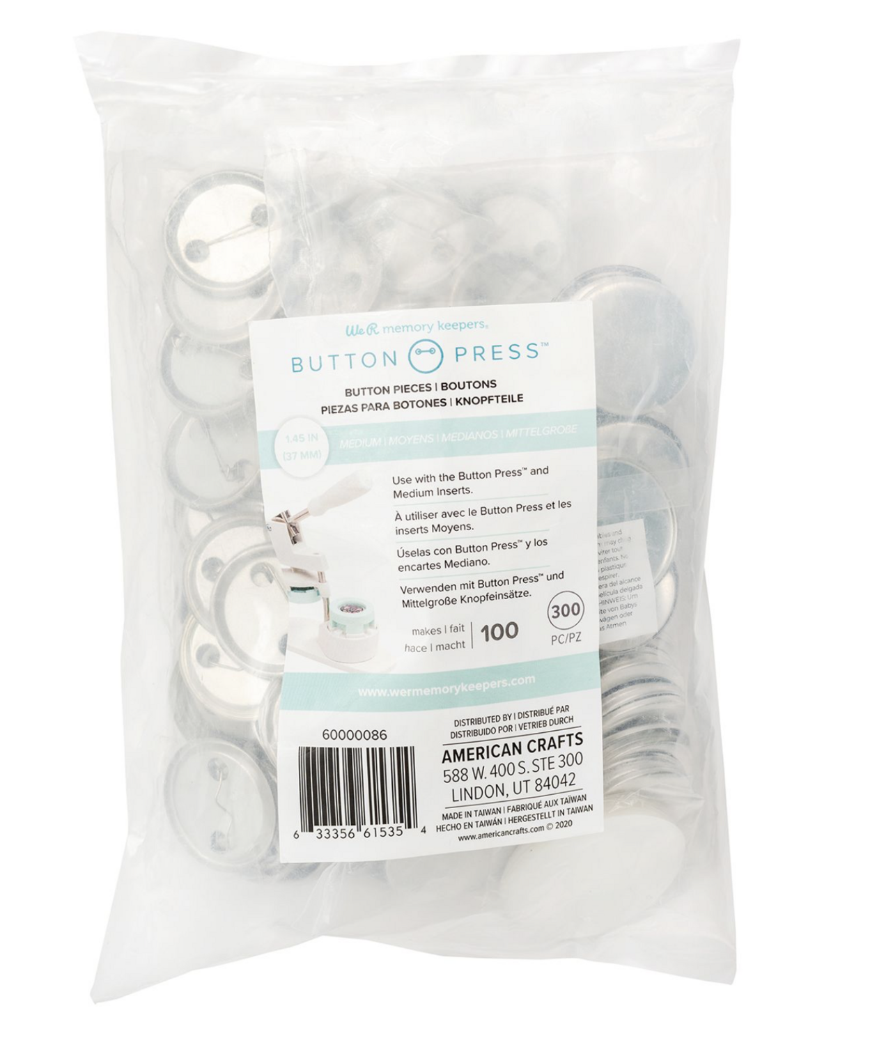 PAQUETE DE 100 BOTONES MEDIANOS (37MM)