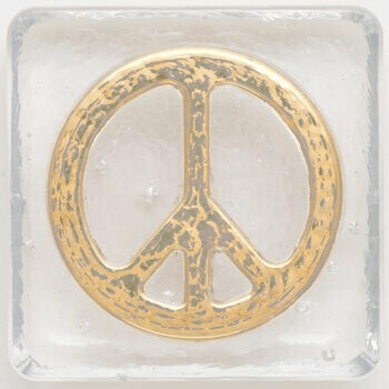3" Hand Painted Glass Om - Peace Sign