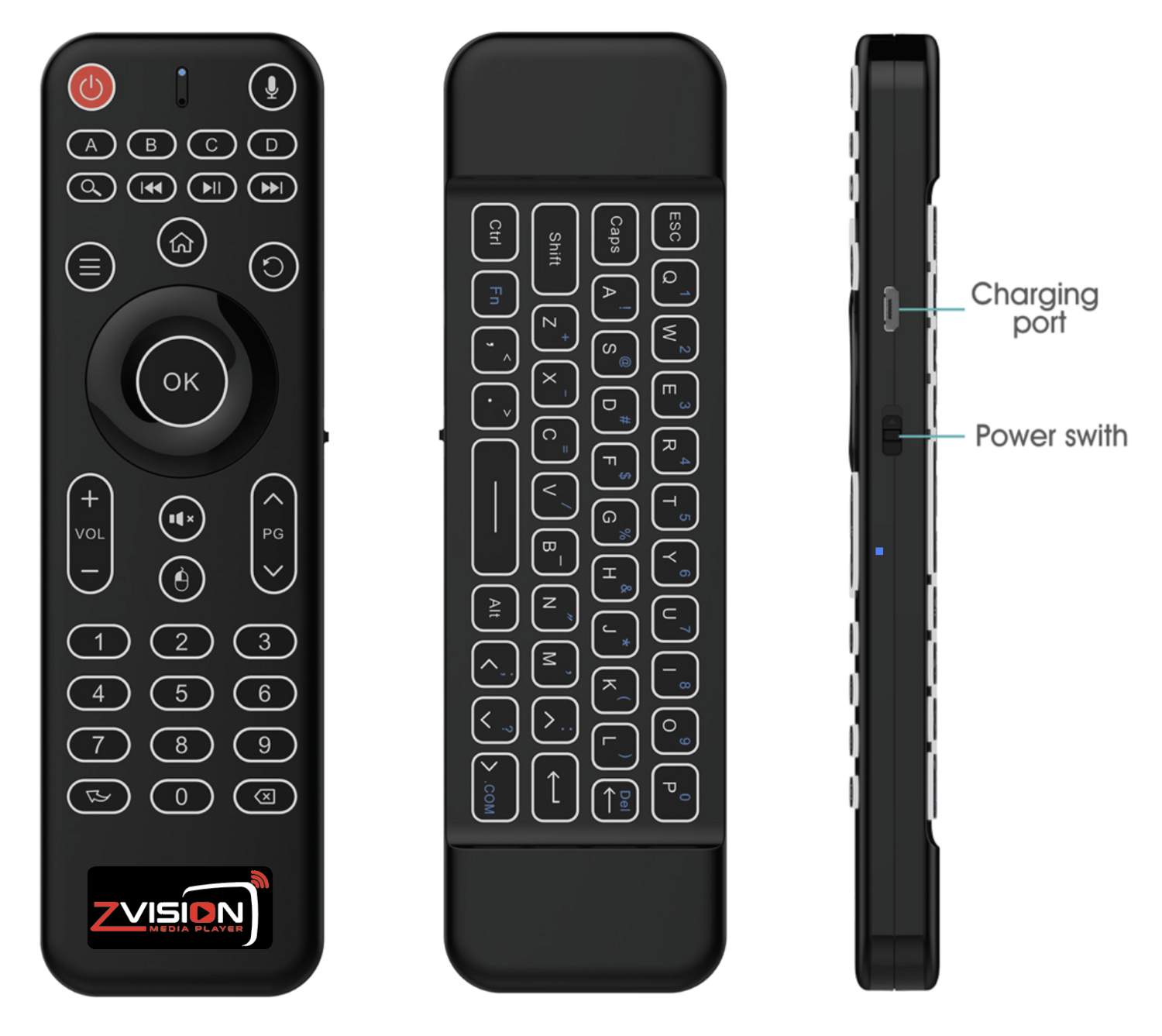 Deluxe Voice Remote with Keyboard, Air Mouse and backlit keys.