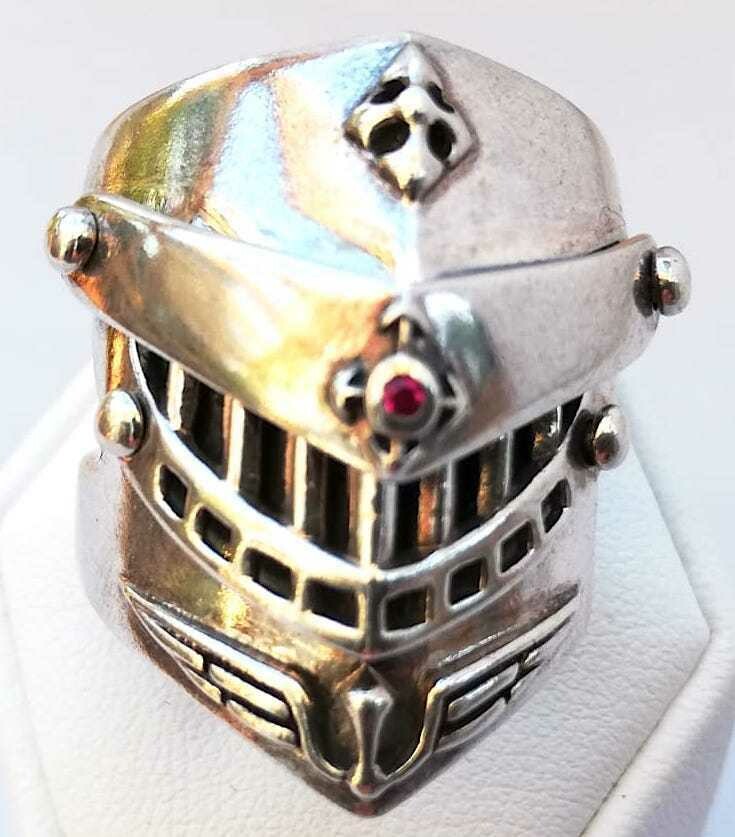 Ritterhelm, 4 teilig handgemacht, Echt Silber