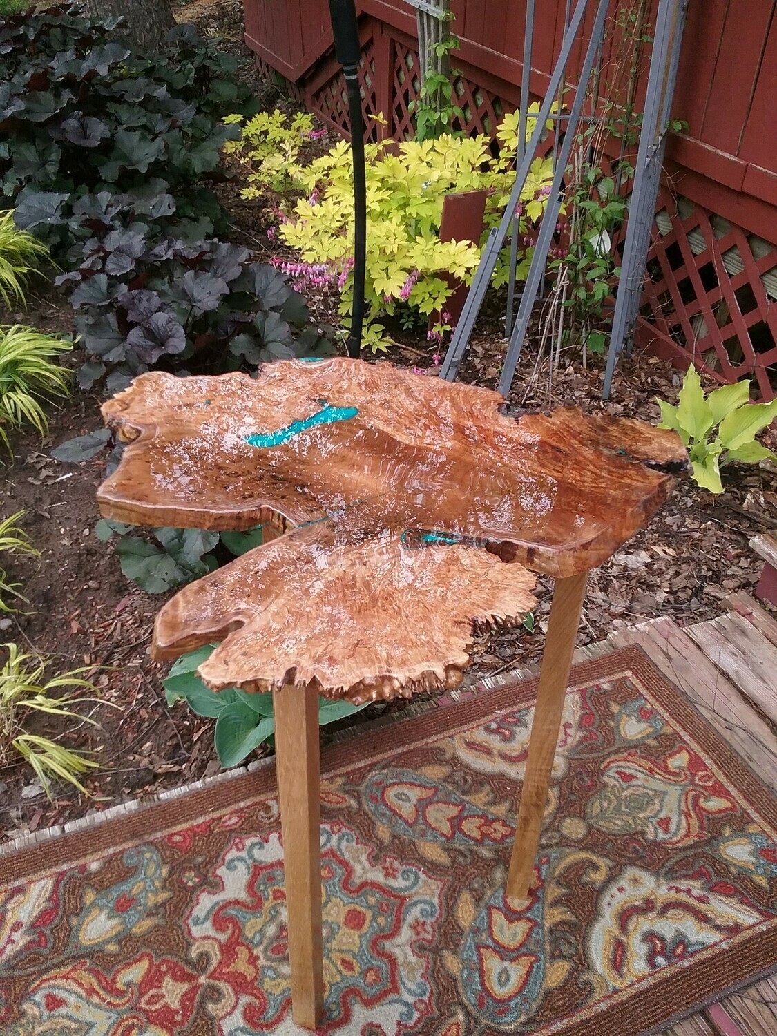 Big Leaf Maple Burl Table with Tri Base