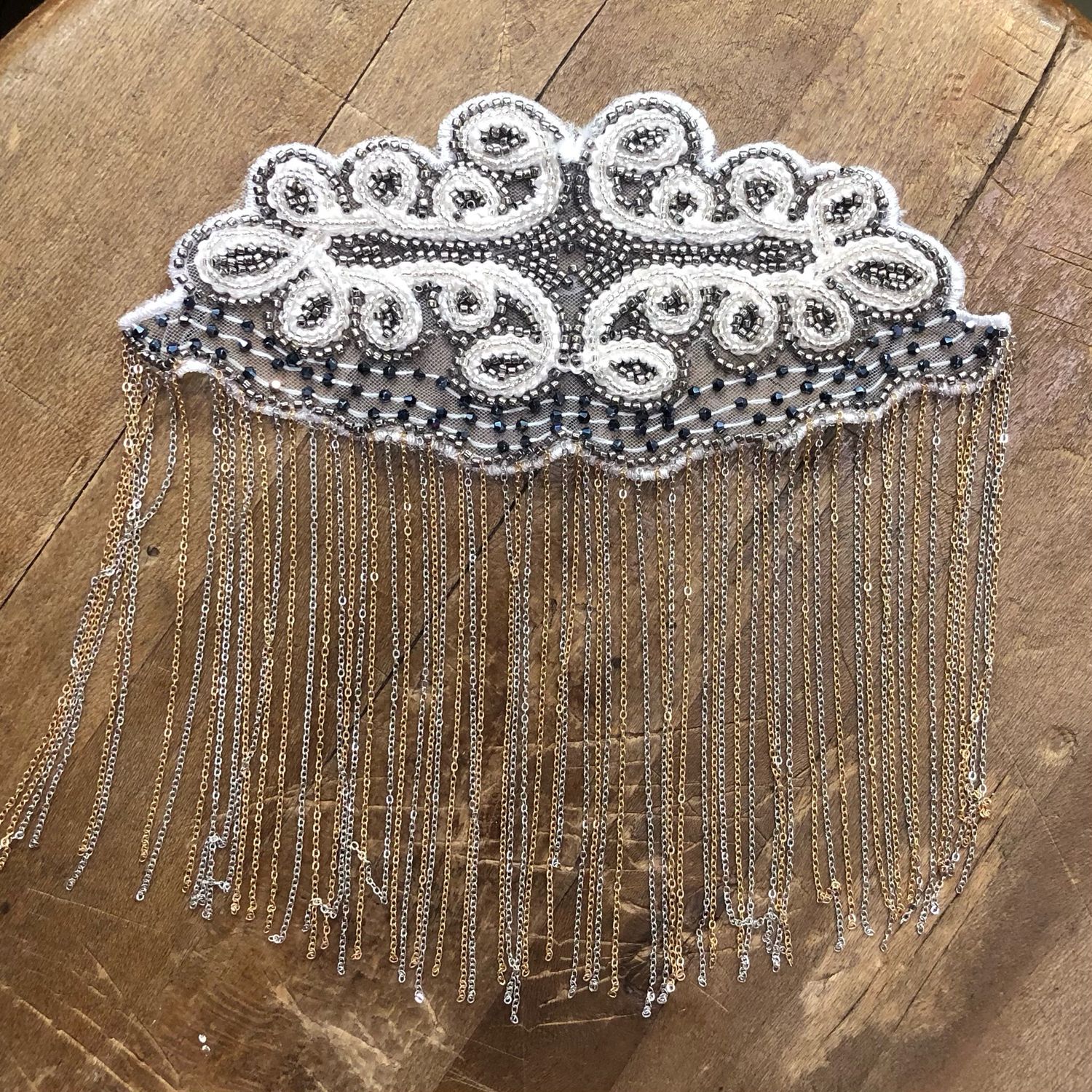 Spallina Base Bianca con Strass, Catena e Borchie