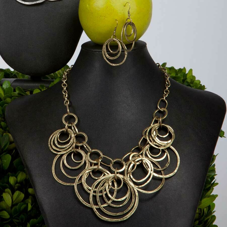 Gold Chain Hoops Necklace Set