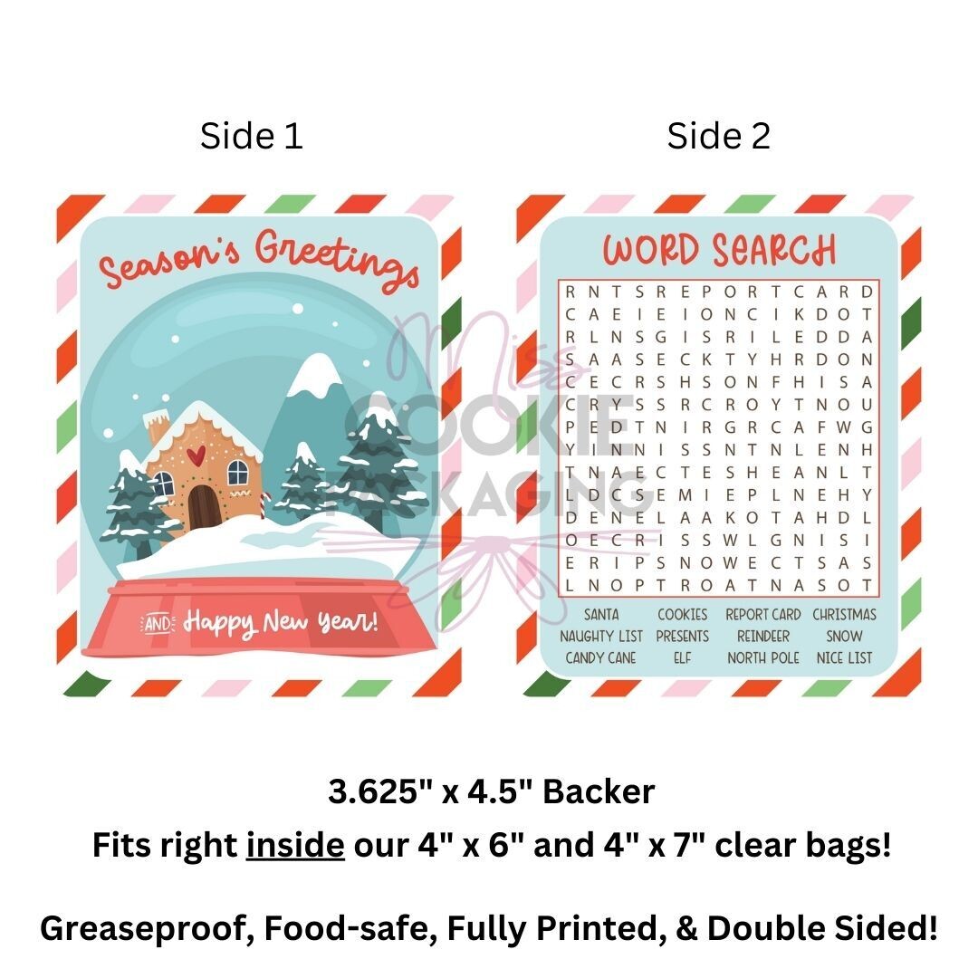 Greaseproof Backer Elf Seasons Greeting / Word Search Card