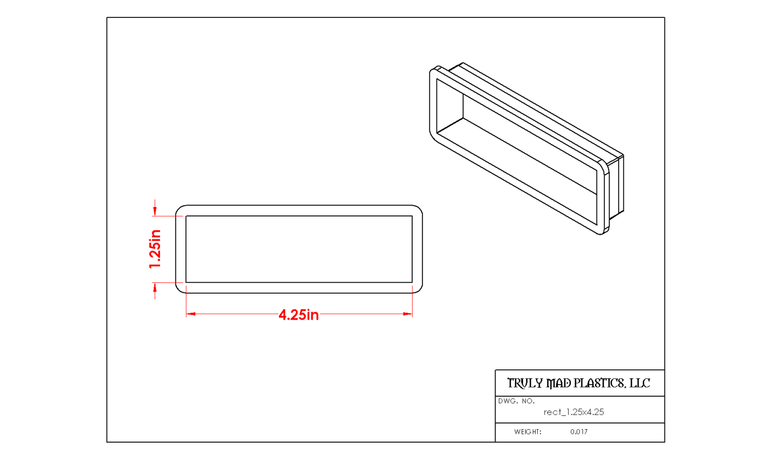 Rectangle 1.25" x 4.25"