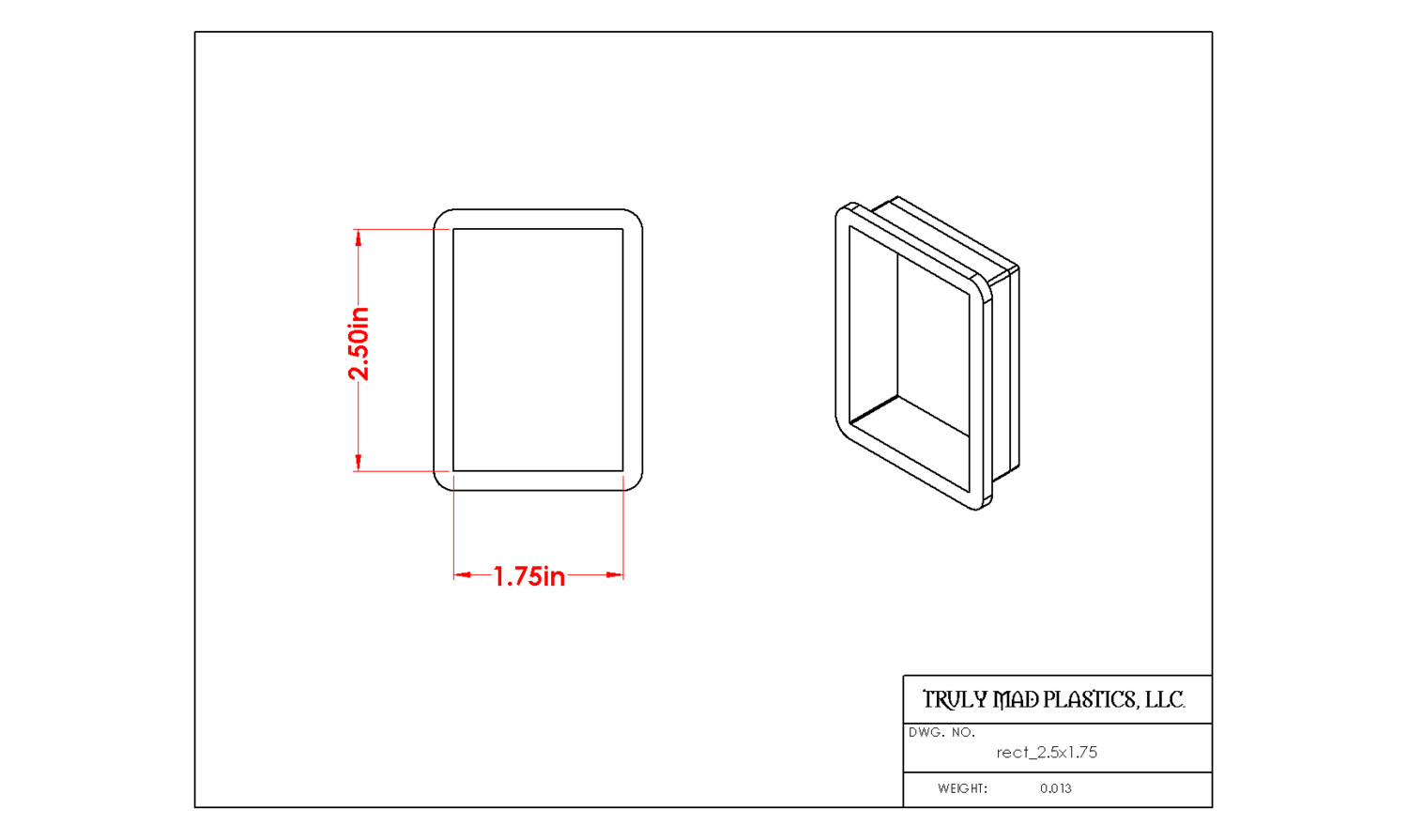 Rectangle 2.50" x 1.75"