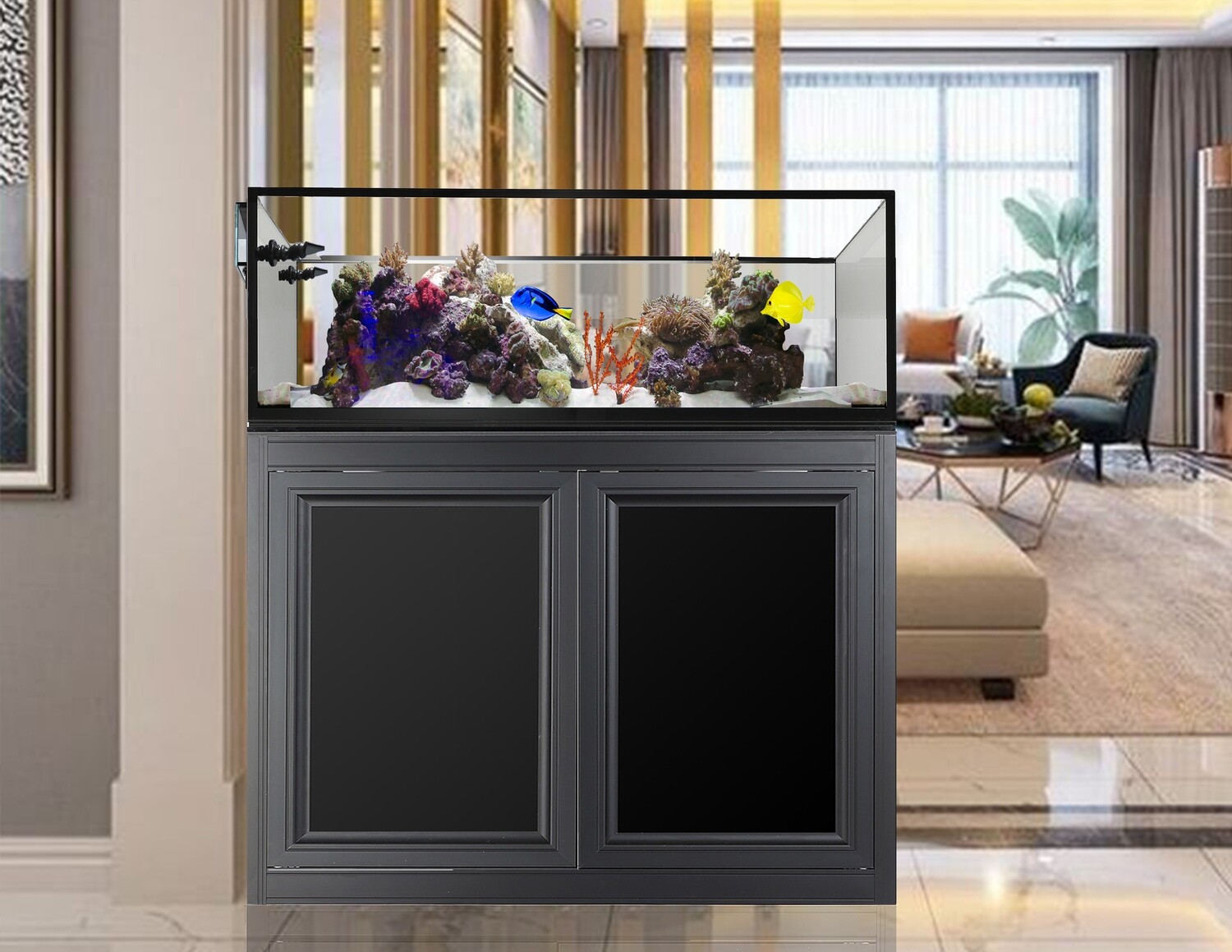 100 Gallon EXT Peninsula Reef Ready Aquarium + Black Stand