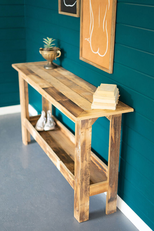 Recycled Wood Console Table w/Lower Shelf