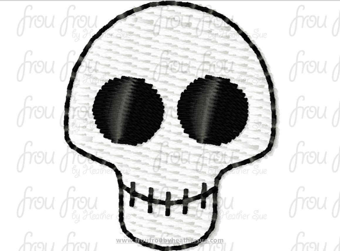 Skull Tiny Machine Embroidery Design Multiple Sizes 1/2"-2"