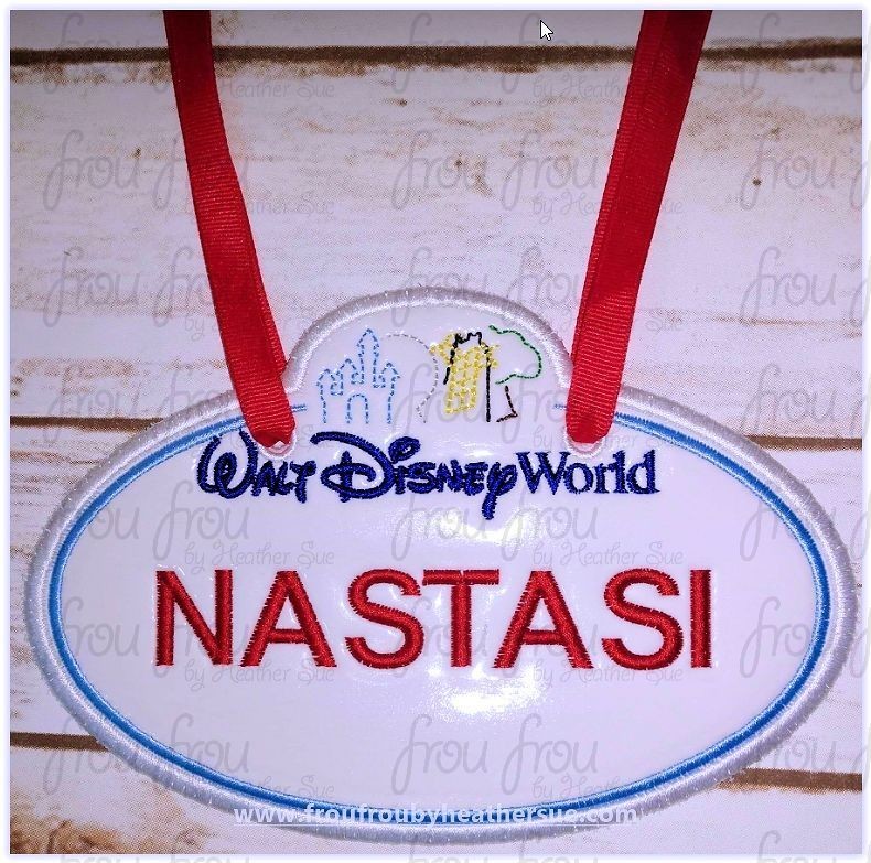 Four Parks One World With Hotel BLANK Name Tag Machine Applique ...