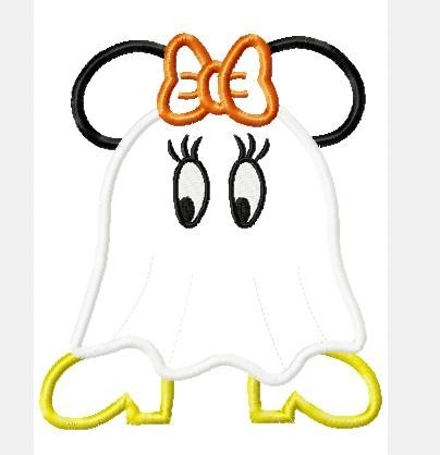 Miss Mouse dressed as Ghost Halloween Machine Applique Embroidery ...