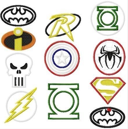 TWELVE Design Superhero SET Machine Applique Embroidery Designs ...