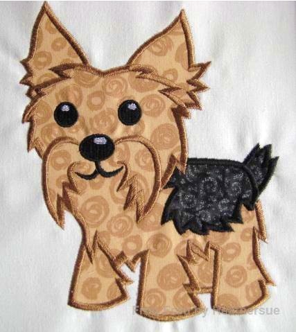 Yorkie Yorkshire Terrier Dog Puppy Machine Applique Embroidery Design ...