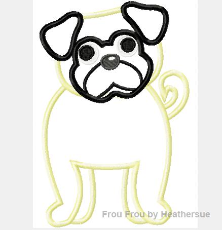 Pug Dog Machine Applique Embroidery Design, Multiple Sizes, including 4 ...