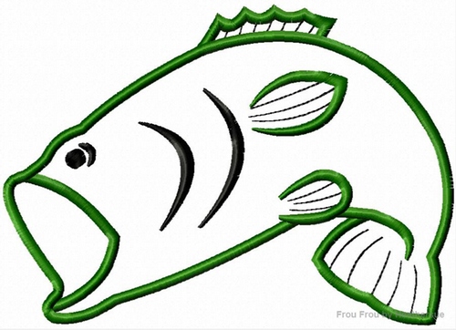 Bass Fish Machine Applique Embroidery Design, multiple sizes, including ...