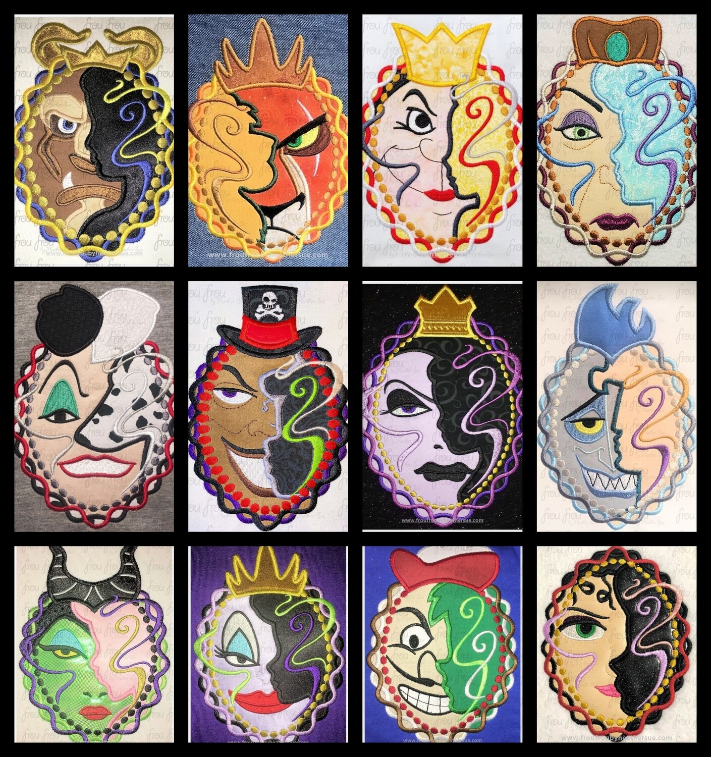 Villain and Hero Profile Silhouette in Frame TWELVE Design SET Machine ...