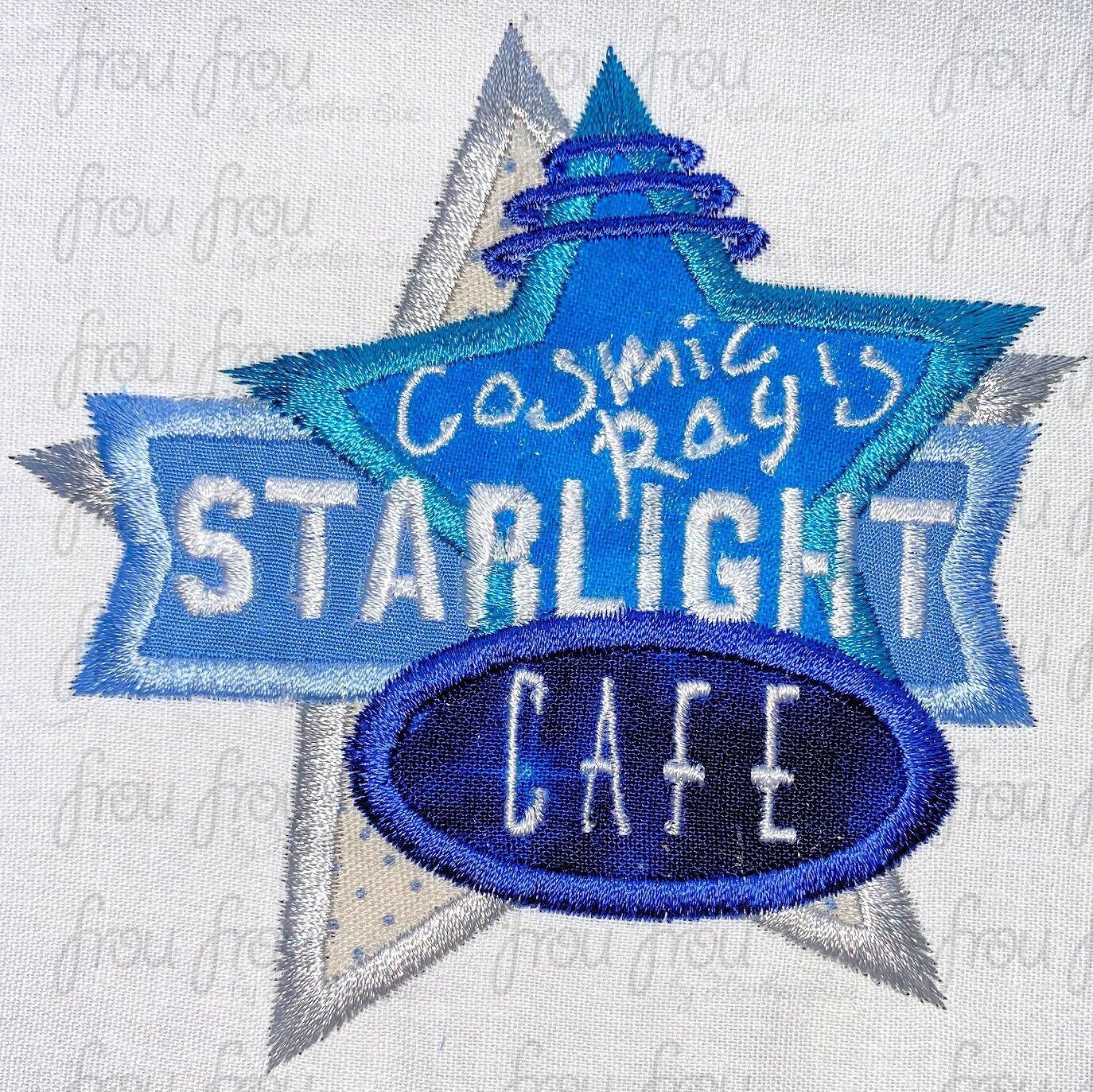 Cosmic Restaurant Starlight Cafe Logo Sign Wording Machine Applique and ...
