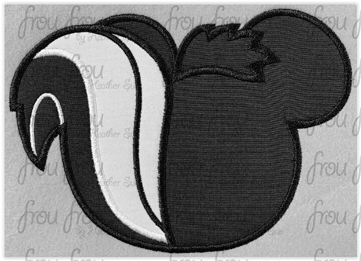 Skunk Lost Boy Mister Mouse Head Machine Applique and Filled Embroidery ...