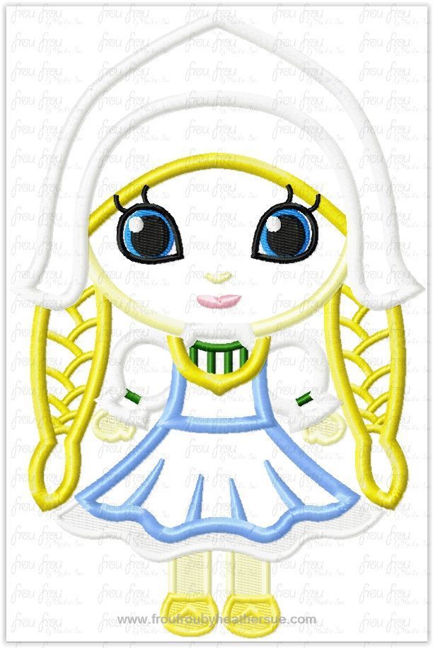 Dutch Girl Cutie It’s a Small Globe Ride Machine Applique Embroidery ...