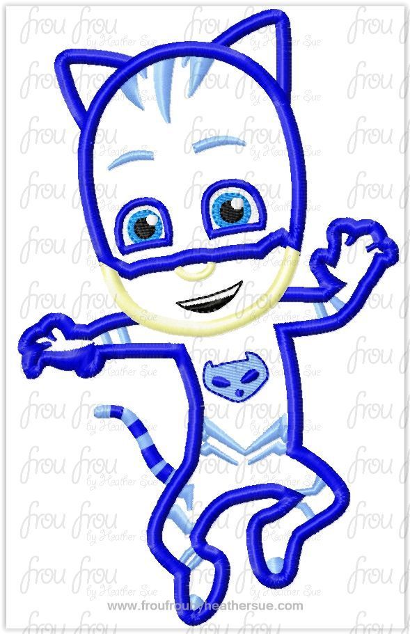 Kitty Boy Pajama Masks Machine Applique Embroidery Design, multiple ...