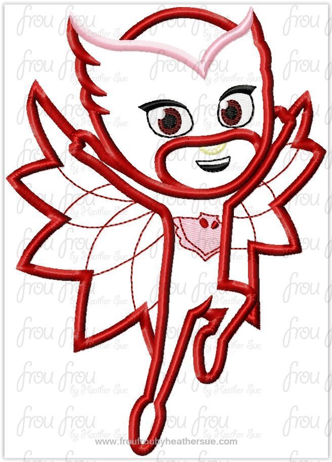 Owl Girl Pajama Masks Machine Applique Embroidery Design, multiple ...