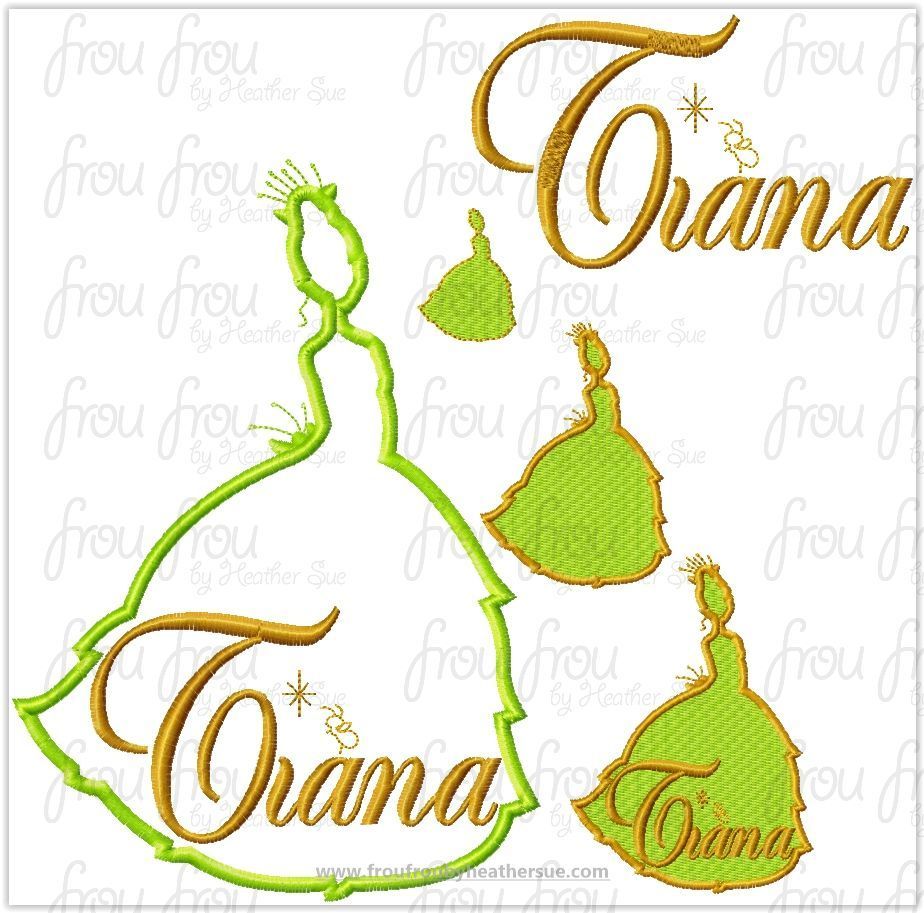 Tina Frog Princess Full Body Silhouette and Name TWO Design SET Machine ...