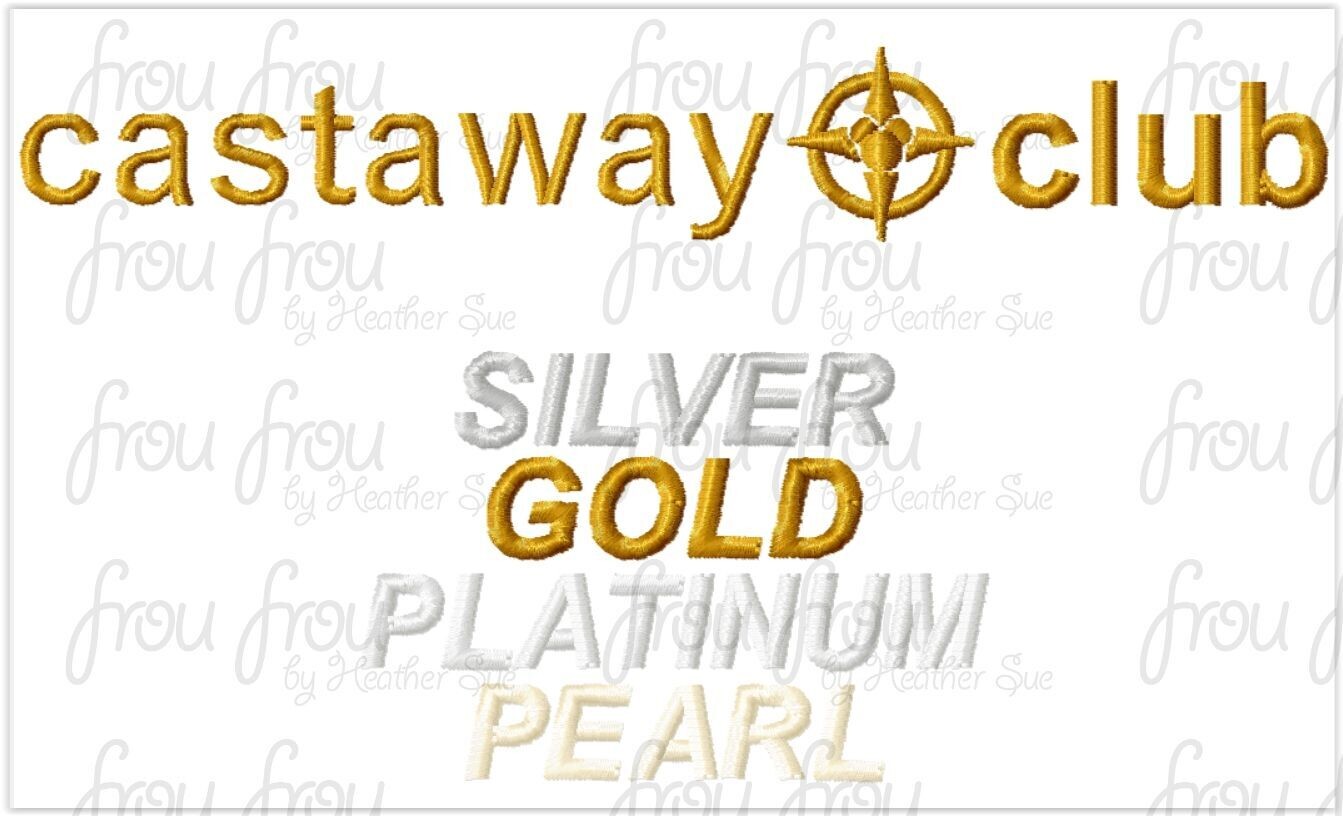 NEW Cast Away Club Dis Cruise Ship Gold Silver Platinum Pearl Wording ...