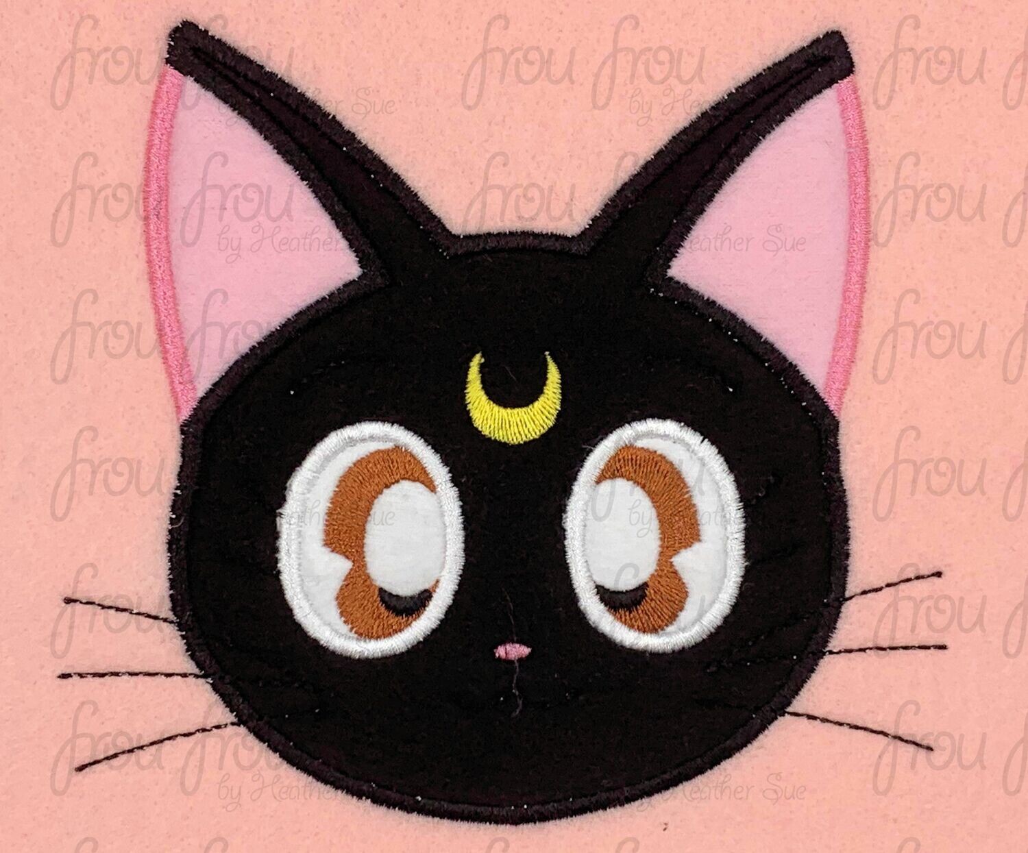 Sailor Cat Anime Head Machine Applique and Filled Embroidery Design ...