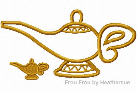 Genie lamp Machine Applique Embroidery Design, multiple sizes including ...