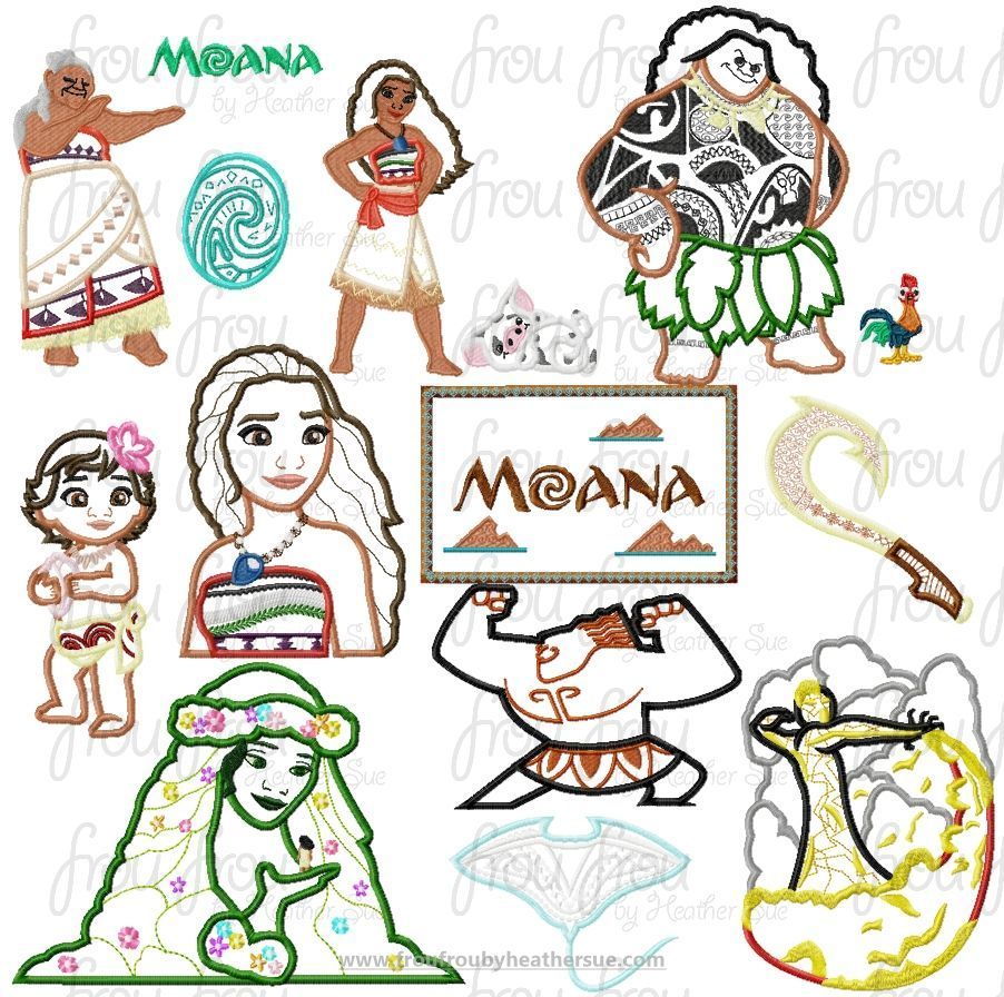 Mona Princess Polynesian Hawaii FOURTEEN Design SET Machine Applique ...